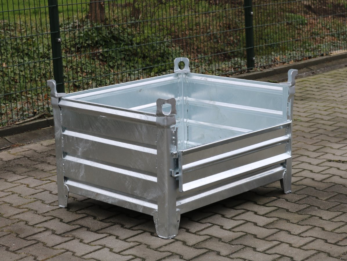 Verzinkte stapelbak M met 1 klep – lekatrading